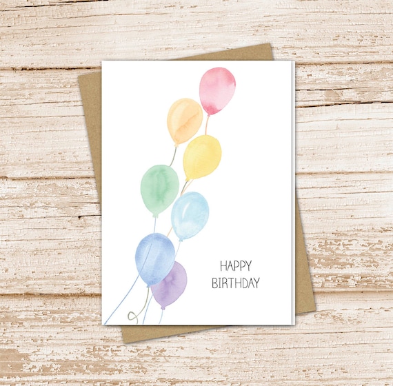 birthday balloons card set . watercolor birthday cards . happy birthday ...