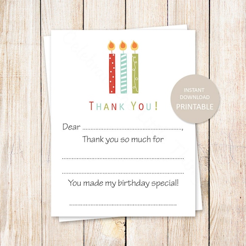 Printable Kids Fill in the Blank Thank You Card Rainbow - Etsy