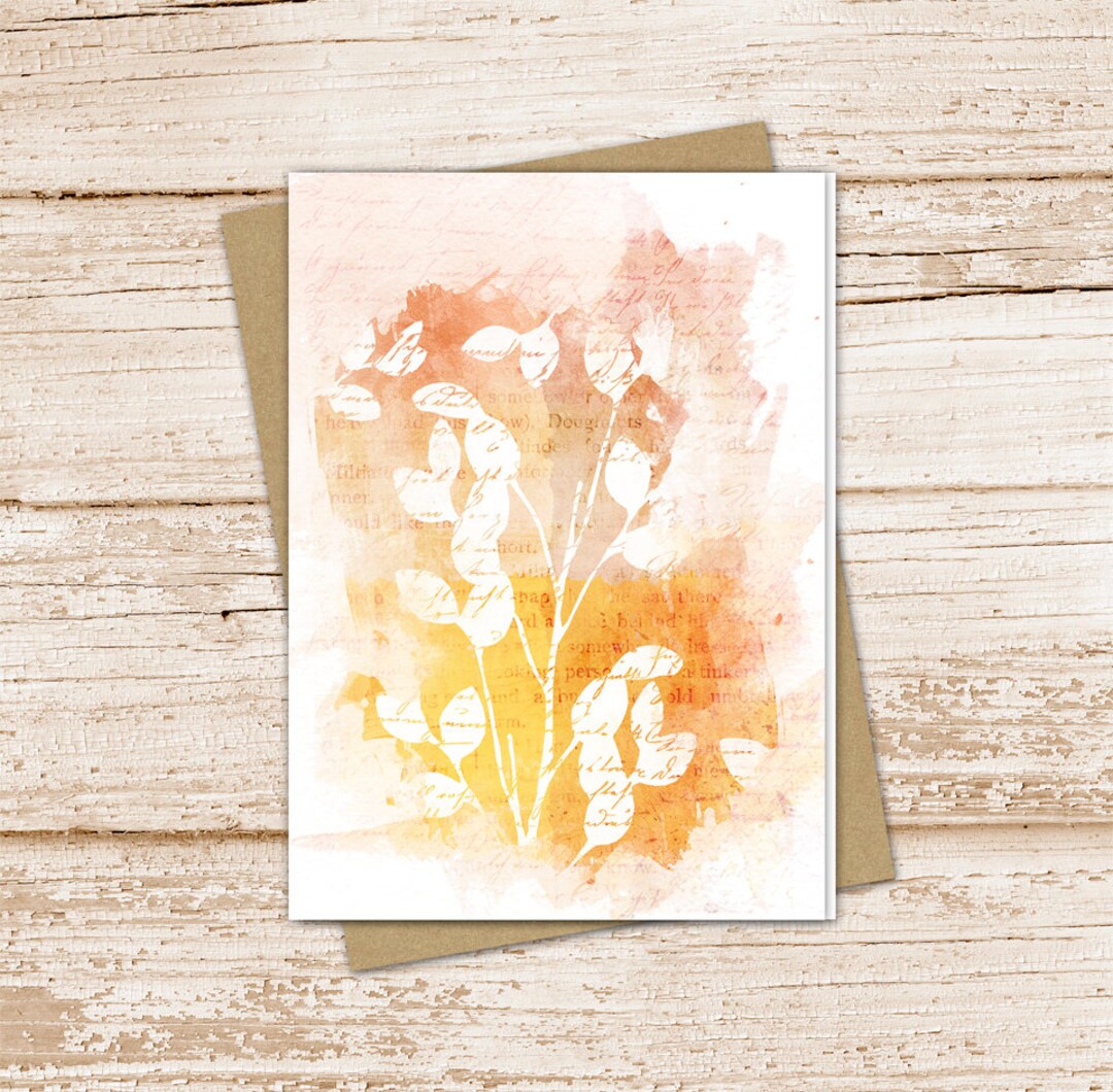 Autumn Card Set . Watercolor Leaves, Leaf . Abstract Art Note Cards ...