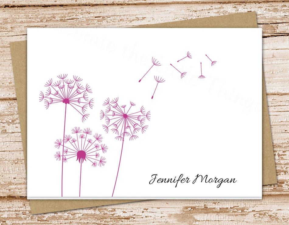 Personalized Dandelion Note Card Set . Dandelion Notecards . | Etsy