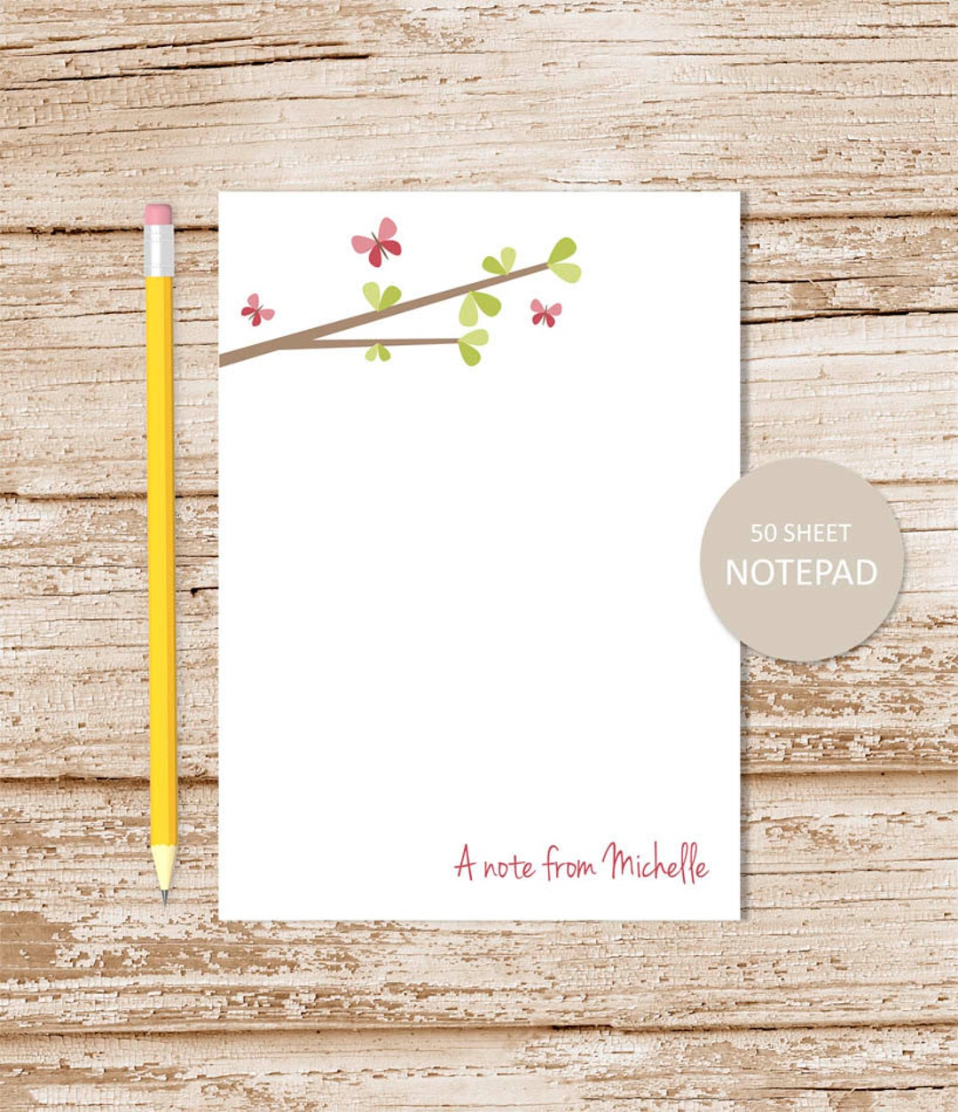 Personalized Notepad . BUTTERFLY TREE . Note Pad . Personalized ...