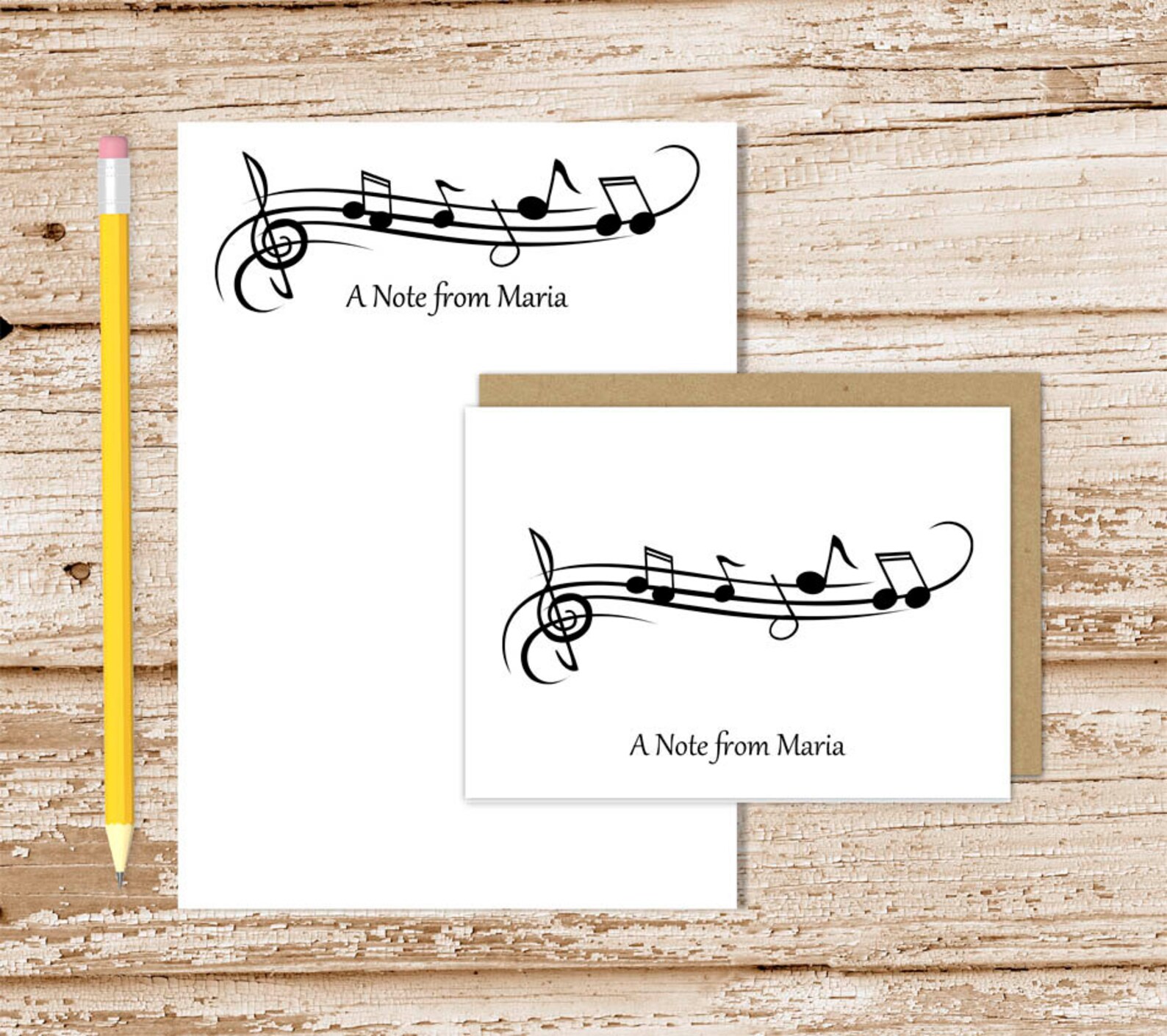 Personalized Music Stationery Set . Music Notes Notepad Note | Etsy