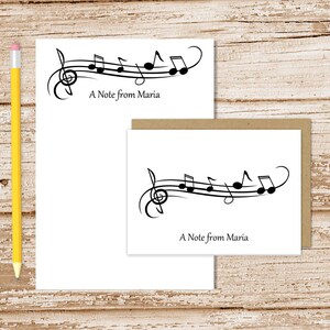 Personalized Music Stationery Set . Music Notes Notepad + Note Card Set ...