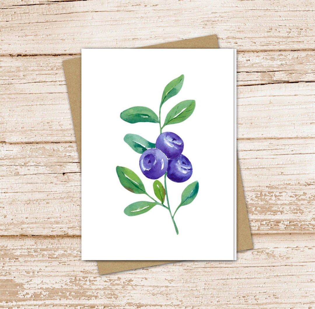 Blueberry Card Set . Watercolor Blueberries Note Cards . Blueberry ...
