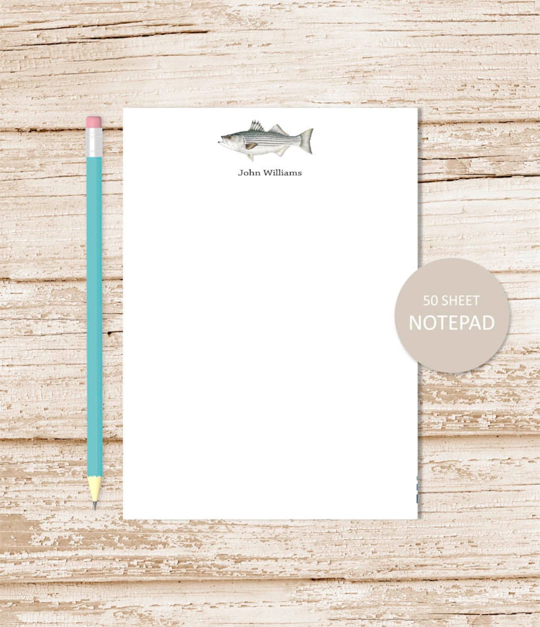 Fish Notepad . Striped Bass Notepad, Note Pad . Fishing, Fisherman ...