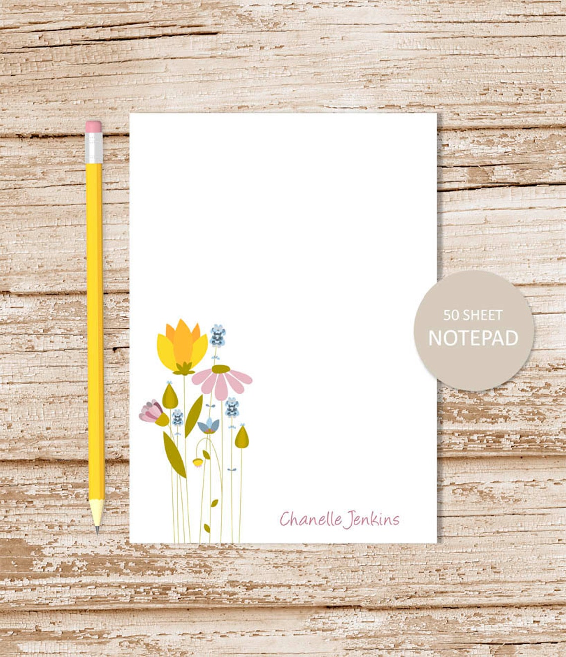 Personalized Notepad . MEADOW FLOWERS . Floral Notepad . Note - Etsy