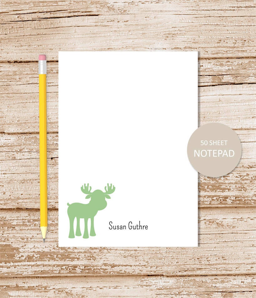 Personalized notepad . MOOSE . note pad . custom stationery . | Etsy