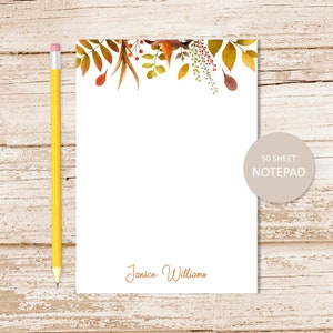Personalized Notepad AUTUMN LEAVES Note Pad . Fall Leaf - Etsy