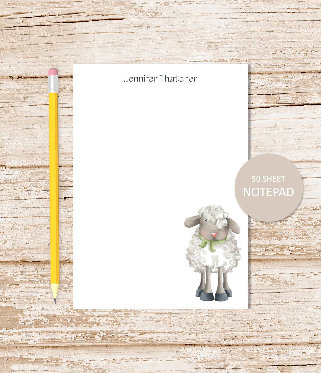 Personalized Sheep Notepad: Spring Farm Stationery (50 Sheet) - Etsy