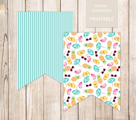 PRINTABLE . pineapple banner flags . flamingos, sunglasses banner ...