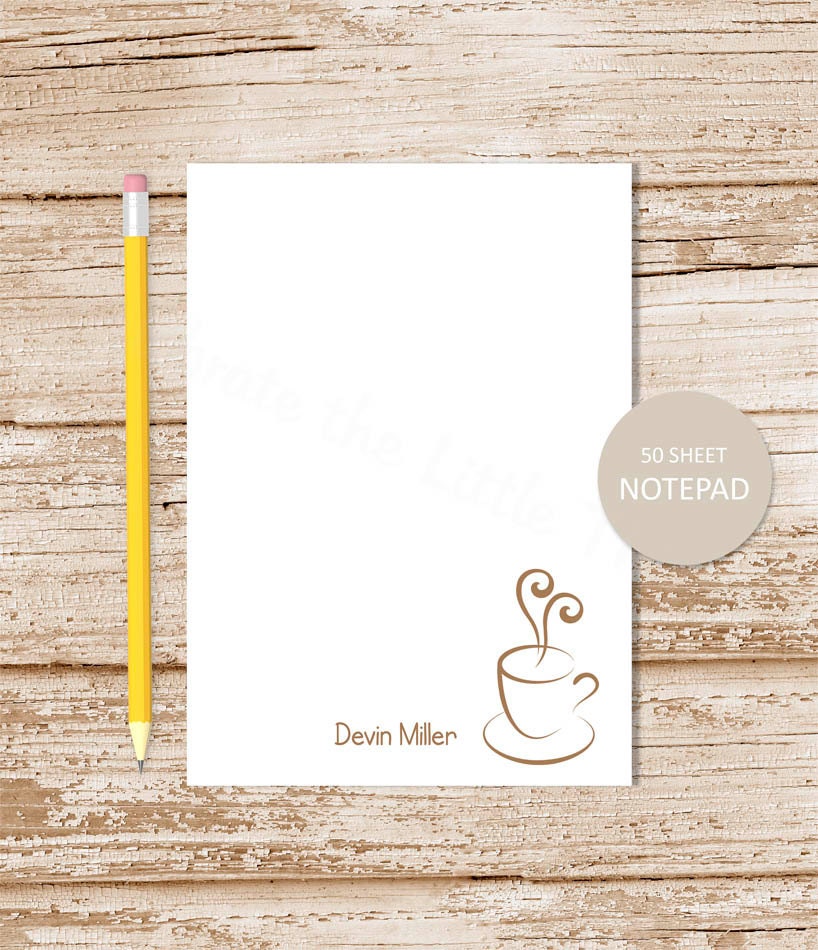Personalized notepad . COFFEE . personalized stationery . | Etsy