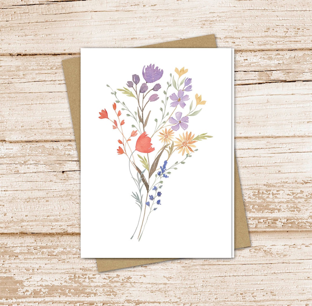 Wildflower Bouquet Card Set . Watercolor Note Cards . Notecards ...