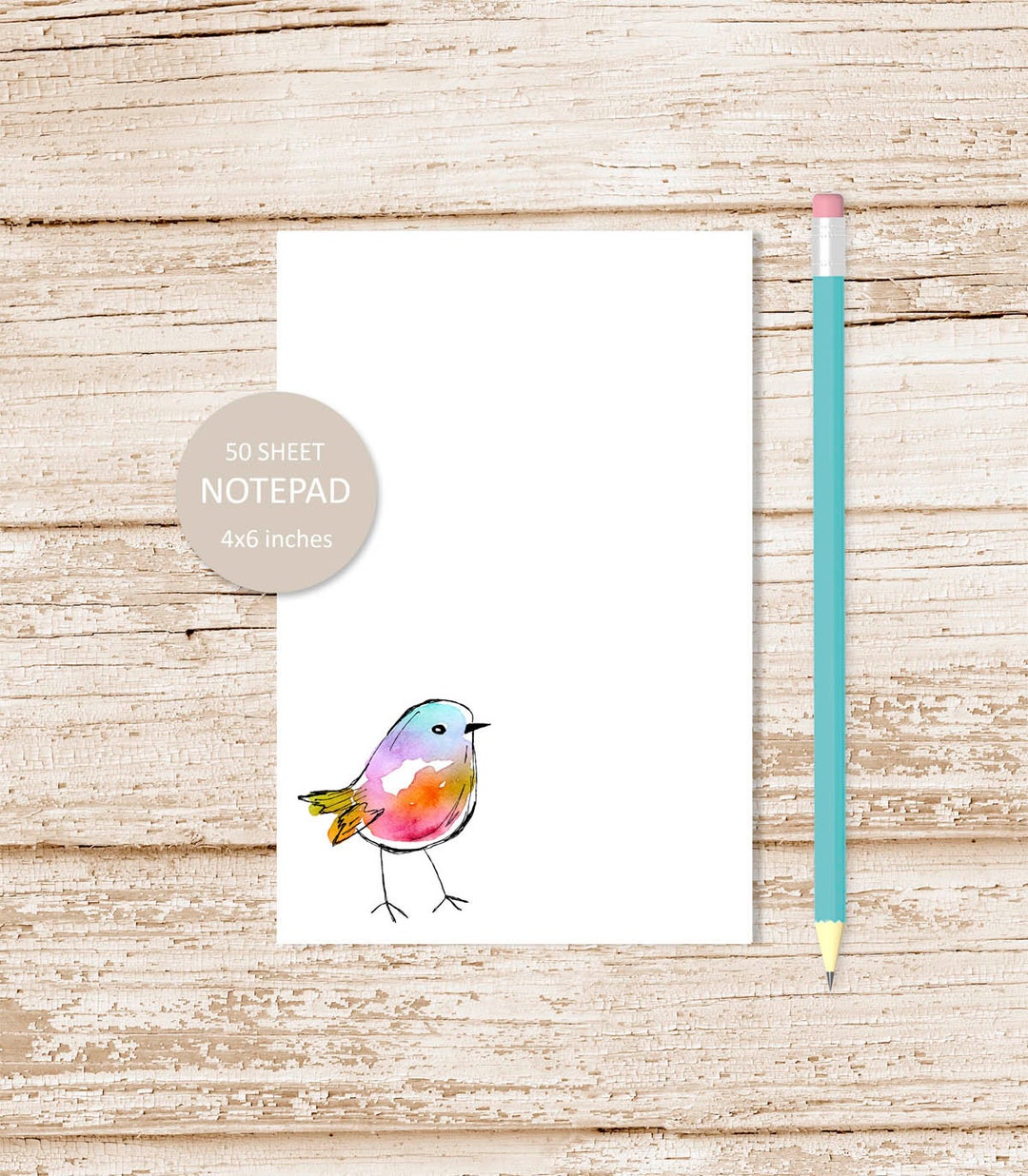 Colorful Bird Notepad . Watercolor Bird Note Pad . Birds, Bird Watcher ...