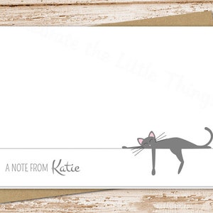 Personalized GRAY CAT Note Cards . Cat Stationery . Stationary - Etsy