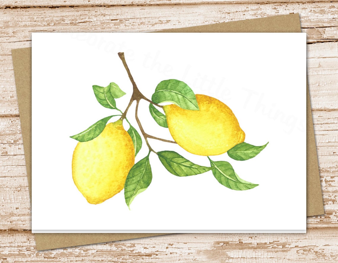 Lemons Card Set . Watercolor Lemon Cards . Greeting Cards - Etsy