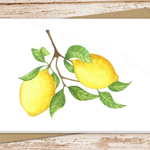 Lemons Card Set . Watercolor Lemon Cards . Greeting Cards | Etsy