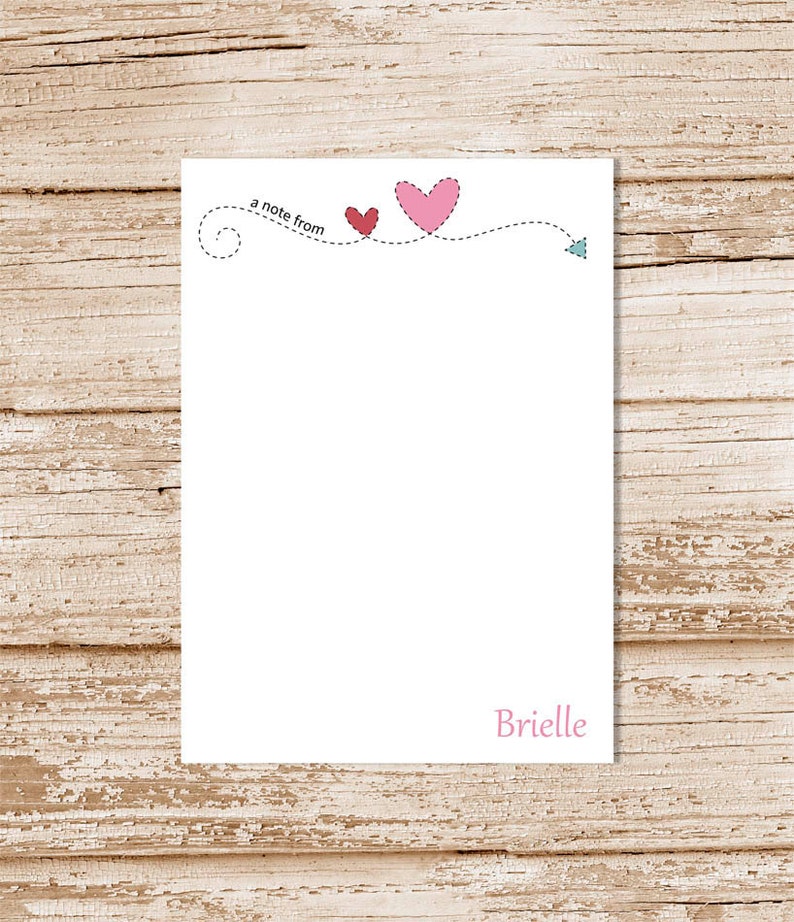 Personalized notepad . STITCHED ARROW HEART notepad . arrow | Etsy