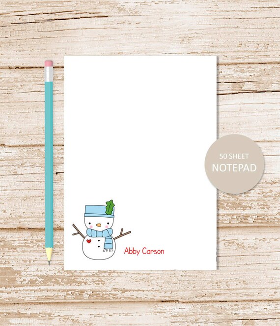 Personalized Notepad . SNOWMAN . Note Pad . Cute Snowman - Etsy