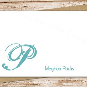 Initial Note Cards . Monogram Notecards . Cursive Initial . Folded ...