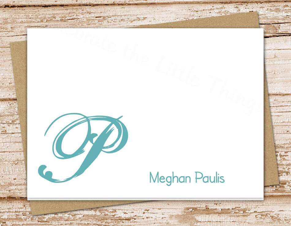 Initial Note Cards . Monogram Notecards . Cursive Initial . - Etsy