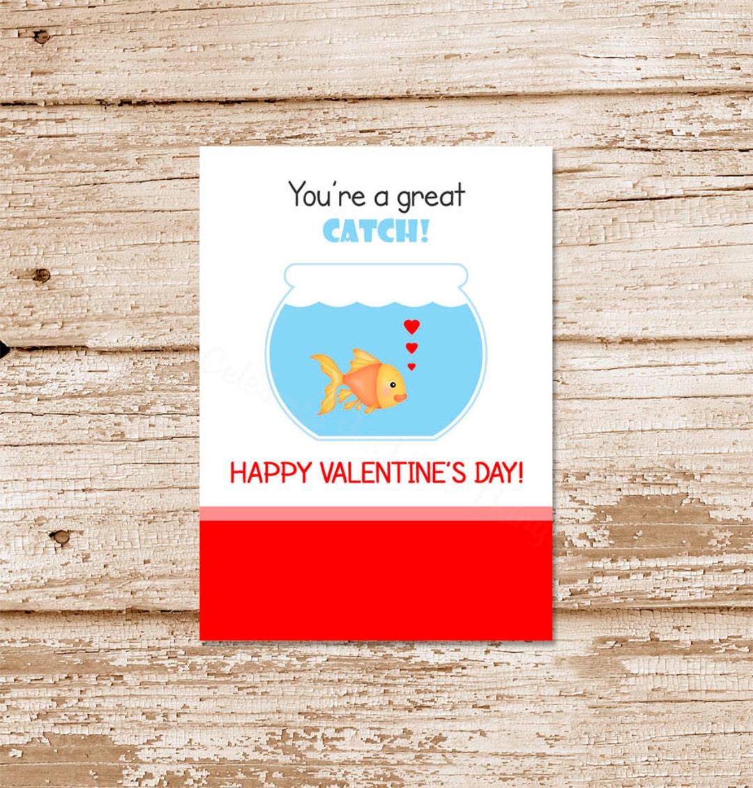YOU PRINT . PRINTABLE Valentine's Day Fish Bowl Tags, Stickers, Labels ...