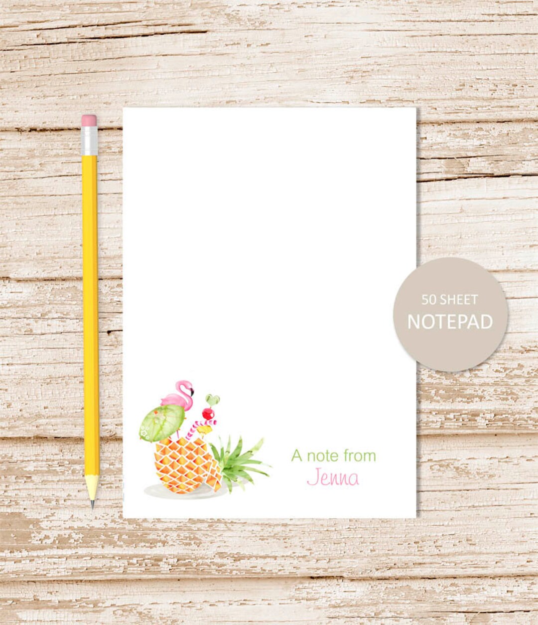 Personalized Notepad . PINEAPPLE Notepad . Watercolor Pineapple ...