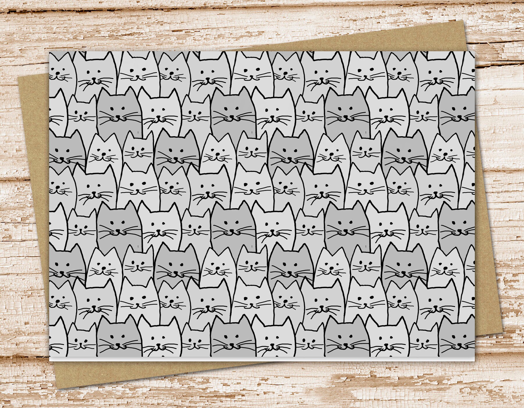 Cats Card Set . Gray Cats Note Cards Notecards . Cat Feline - Etsy