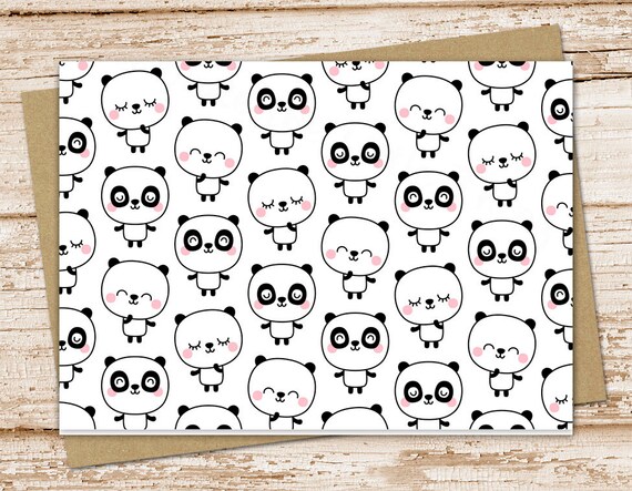 panda note cards, panda bear notecards . blank cards . cute, whimsical ...