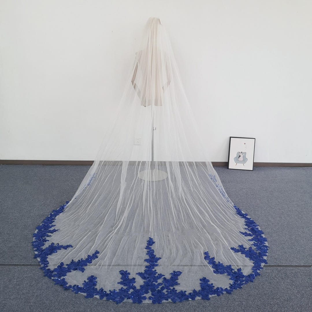 Navy Blue Bridal Veil,bling and Distinctive Wedding Veil,mysterious and ...