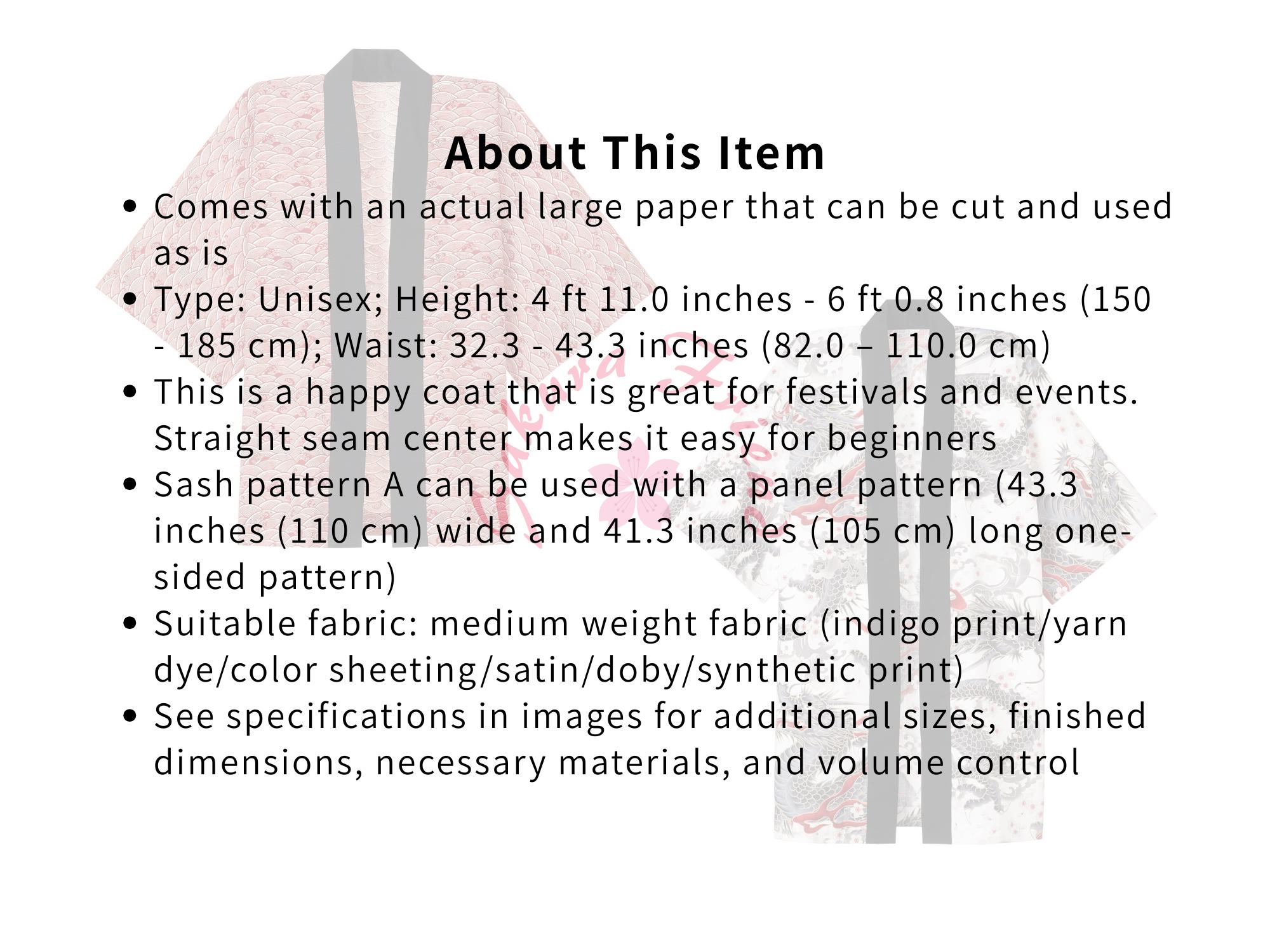 Japanese Happi Coat Sewing Pattern | DIY Festival Jacket | Unisex ...