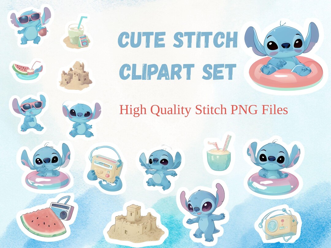 Cute Stitch Clipart Set, High Quality Stitch PNG Files - Disney Stitch ...
