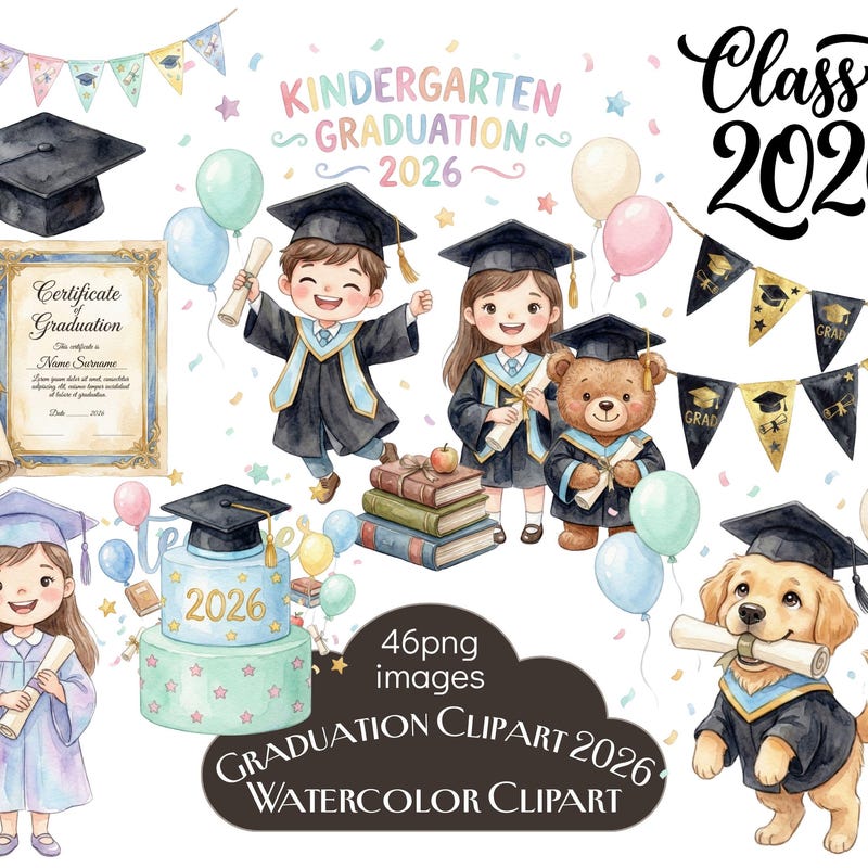 Kindergarten Graduation Kids Clipart - Etsy
