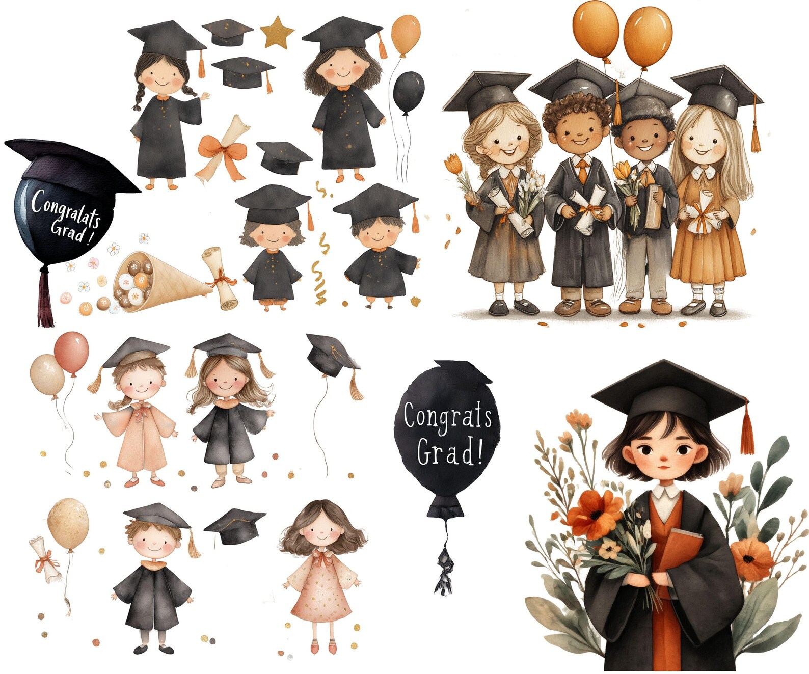Graduation Clipart Set 2026 | Grad Party Clipart | Class of 2026 ...