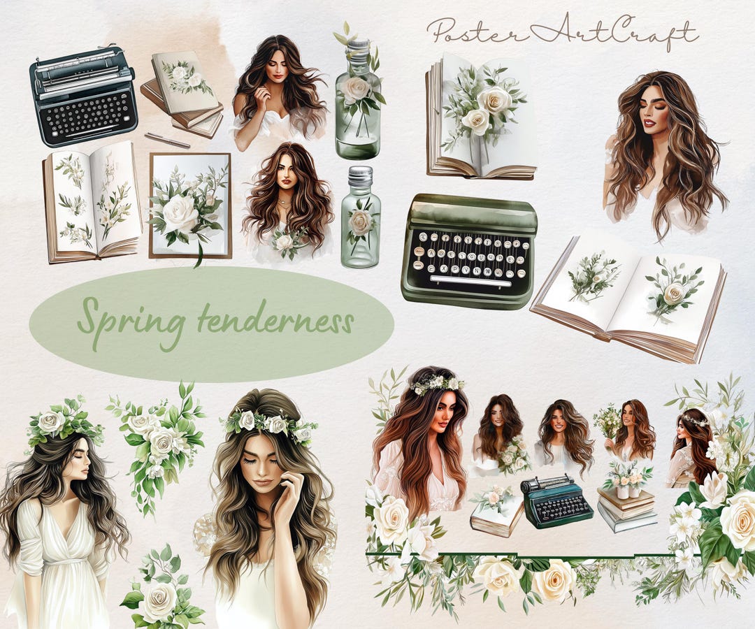 Watercolor Spring Girl Clipart – Floral Woman Illustration – Flower ...