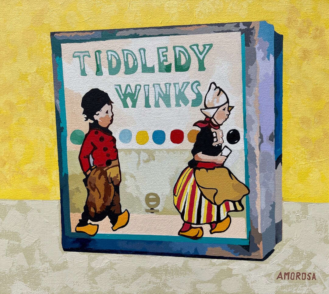 Dutch Tiddlywinks Vintage Game Box Oil Painting Dutch Boy Girl With ...