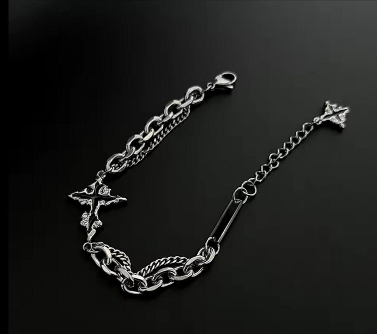 Retro Flame Cross Bracelet for Men Woman Hip Hop Titanium Steel Splice ...