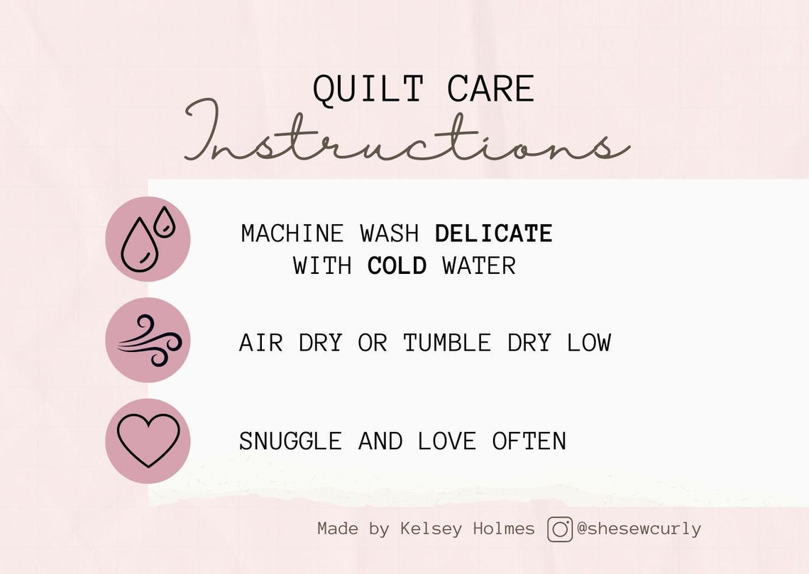 Quilt Care Instruction Card - PDF Download - Etsy