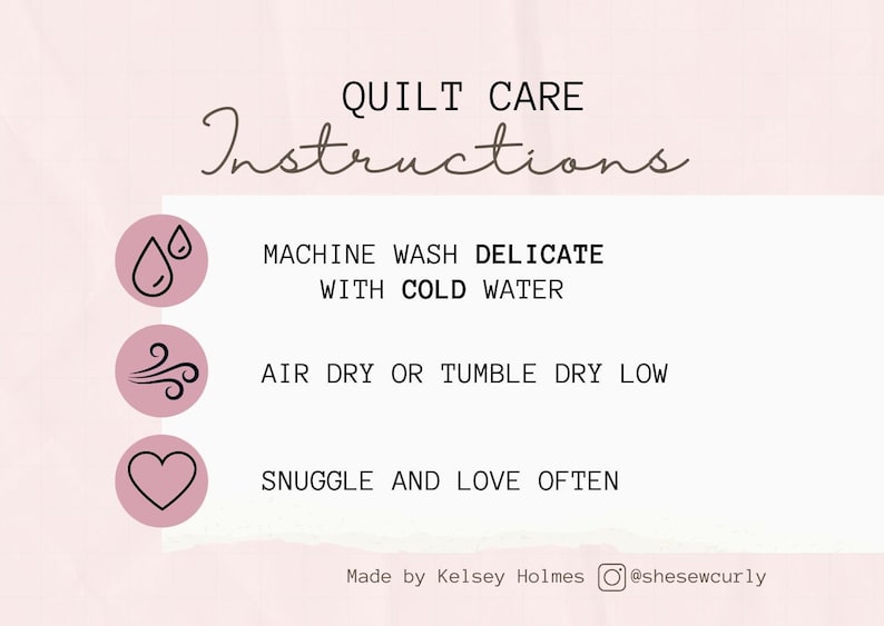 Quilt Care Instruction Card - PDF Download - Etsy