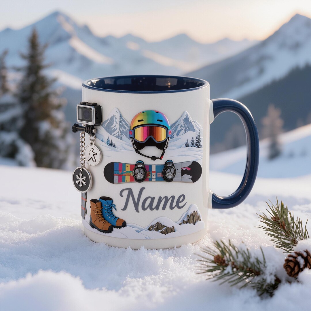 Personalized Snowboarding Mug Custom Name Winter Sports Gift 3D ...