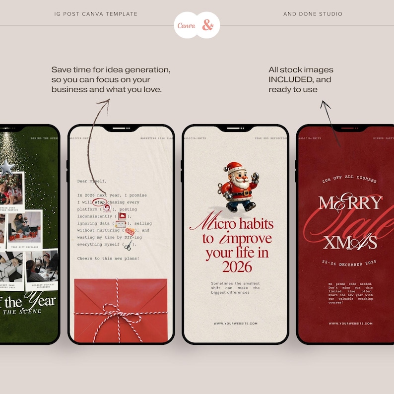 Christmas Instagram Carousel Template, Holiday Social Media Post for ...