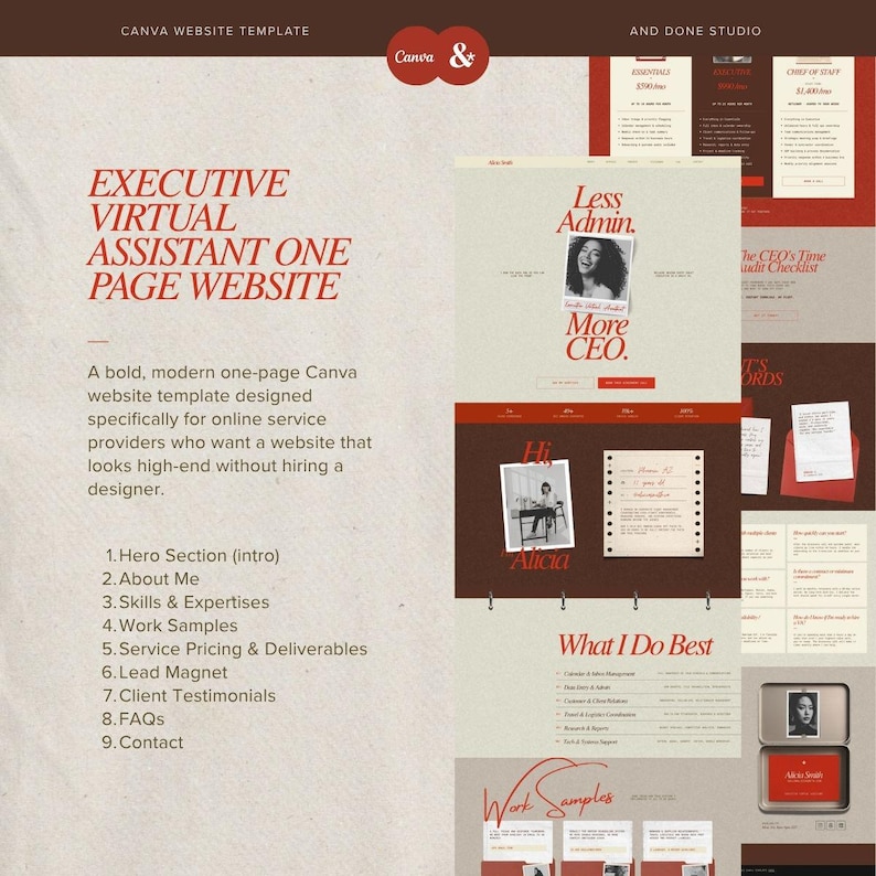 Virtual Assistant Canva Website Template for Life Coaches, Bold One ...