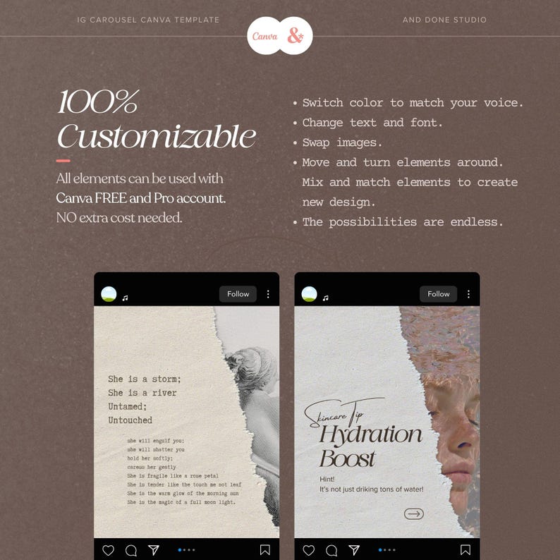 Romantic Academia Instagram Carousel Template: Editable Bookstagram ...