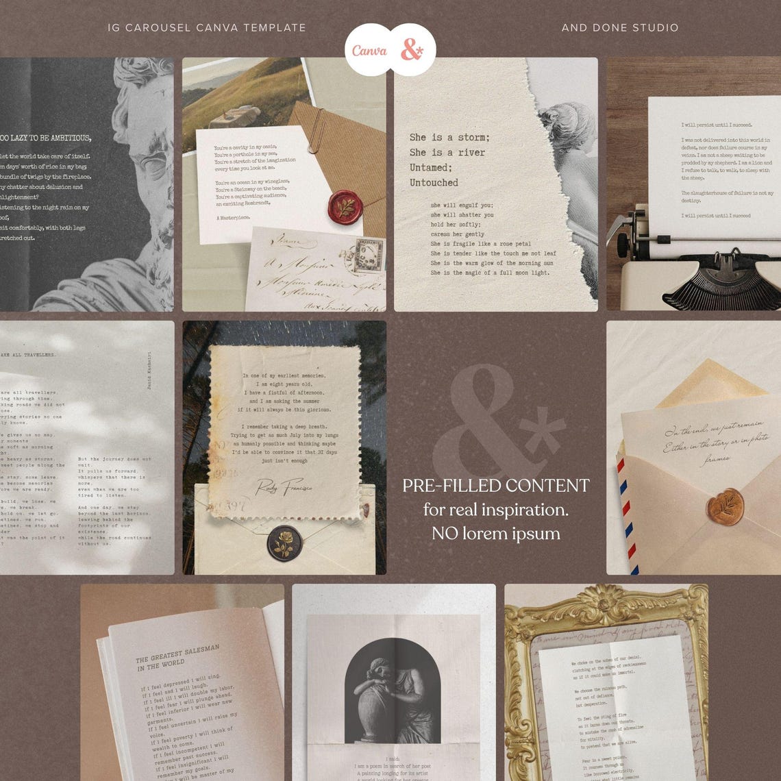 Romantic Academia Instagram Carousel Template: Editable Bookstagram ...