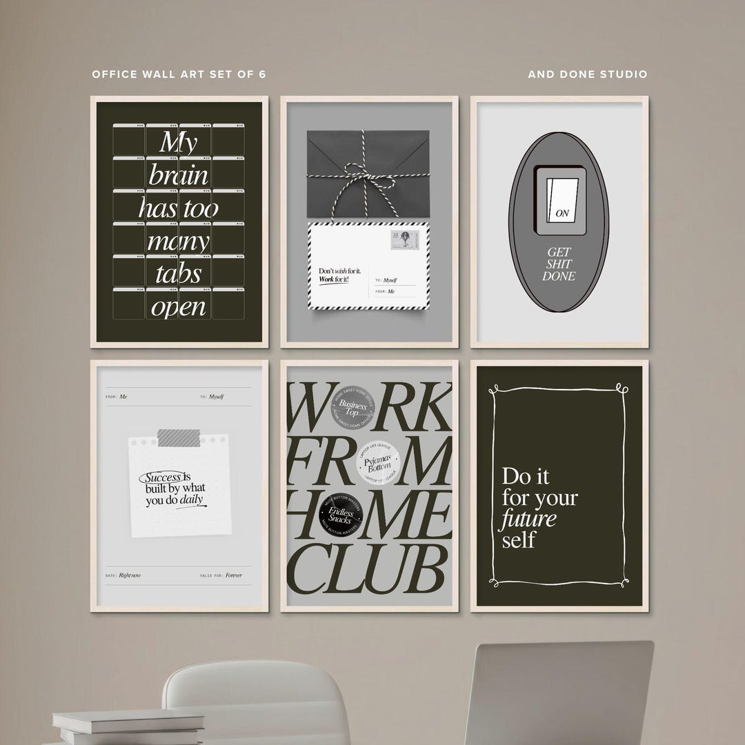 Work From Home Printable Monochrome Workspace Decor, Minimalist Home ...