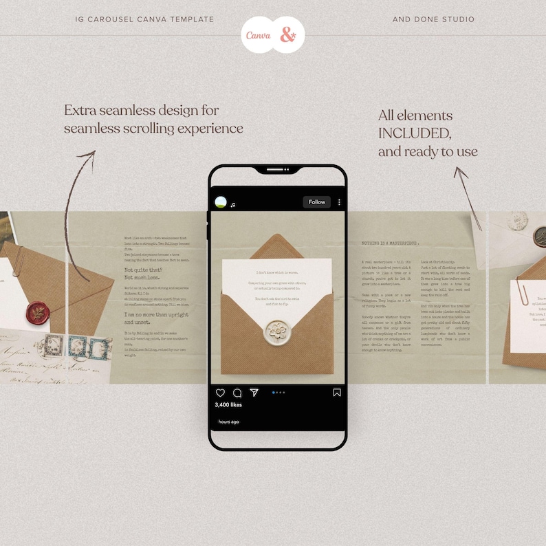 Romantic Academia Instagram Carousel Template: Editable Bookstagram ...