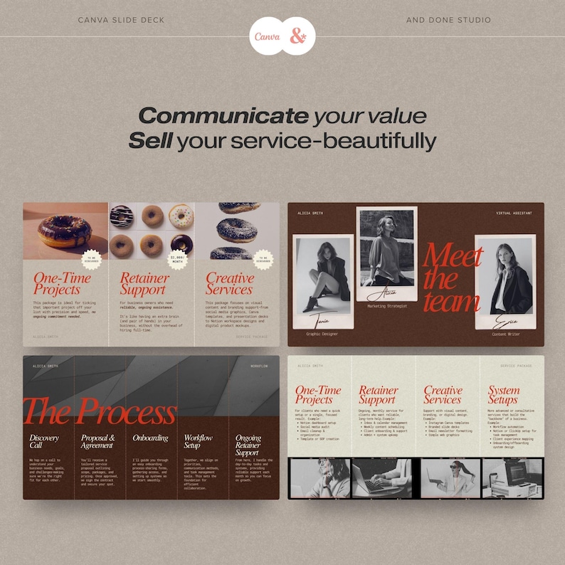 Canva Pitch Deck for Virtual Assistants, Personal Branding Presentation ...