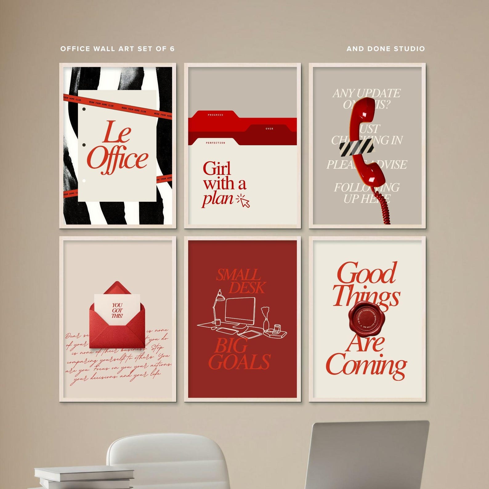 Home Office Wall Art Bundle, Printable Workspace Gallery Set ...