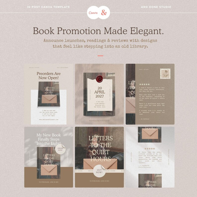 Author & Book Launch Instagram Post Template Pack, Poetry Writer Social ...