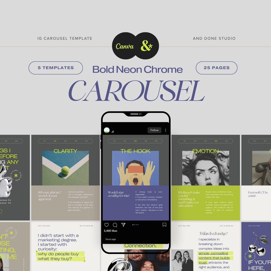 Instagram Carousel Canva Template for Digital Marketers, Bold Modern ...