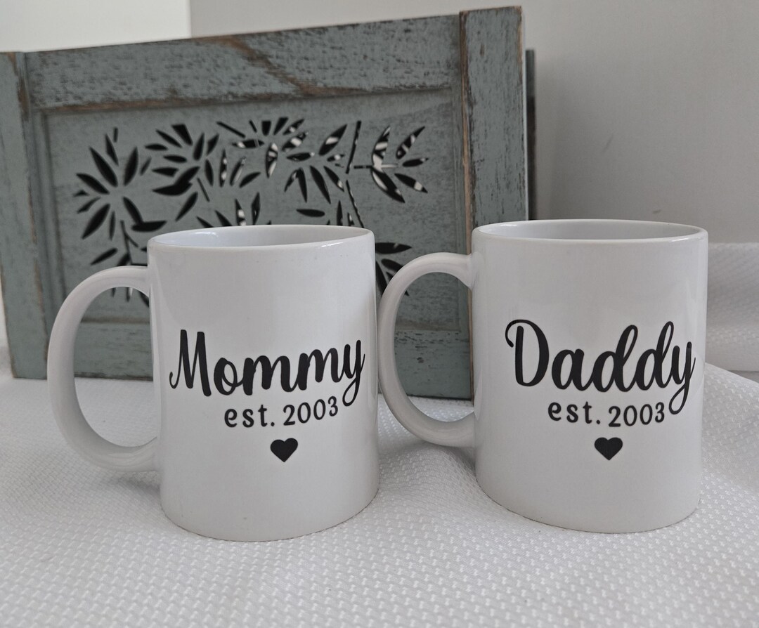Custom Mom & Dad Mugs, New Mommy and Daddy Mugs, Cute Coffee Mug Set ...